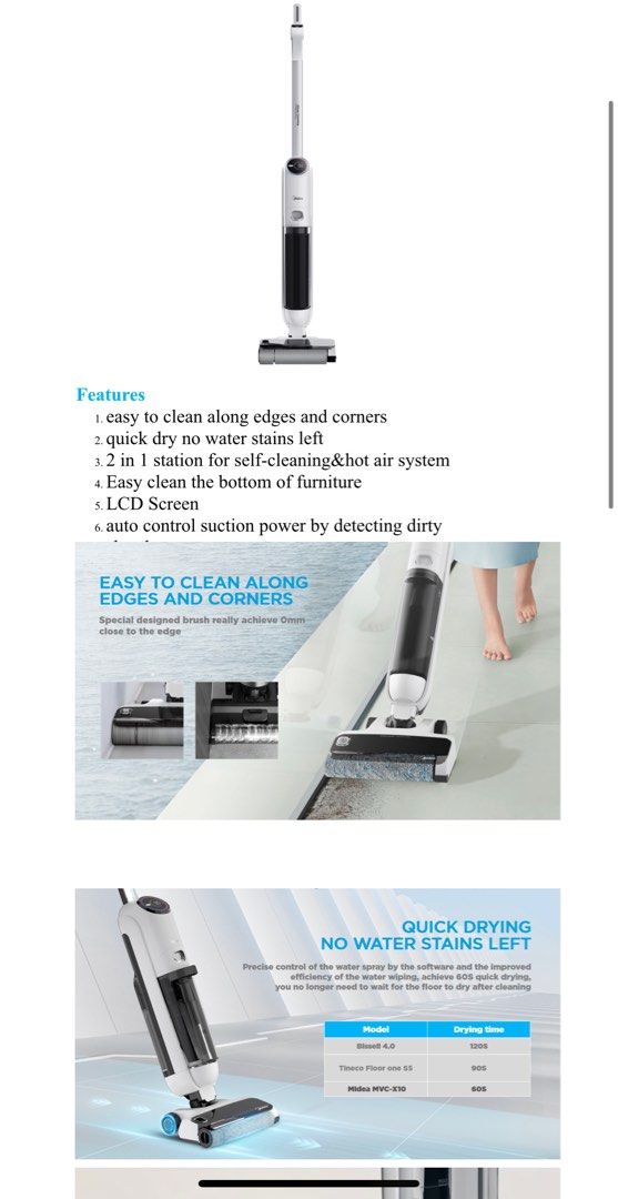 Midea Wet & Dry Floor Cleaner MVC-X10 Never use very new, TV & Home ...
