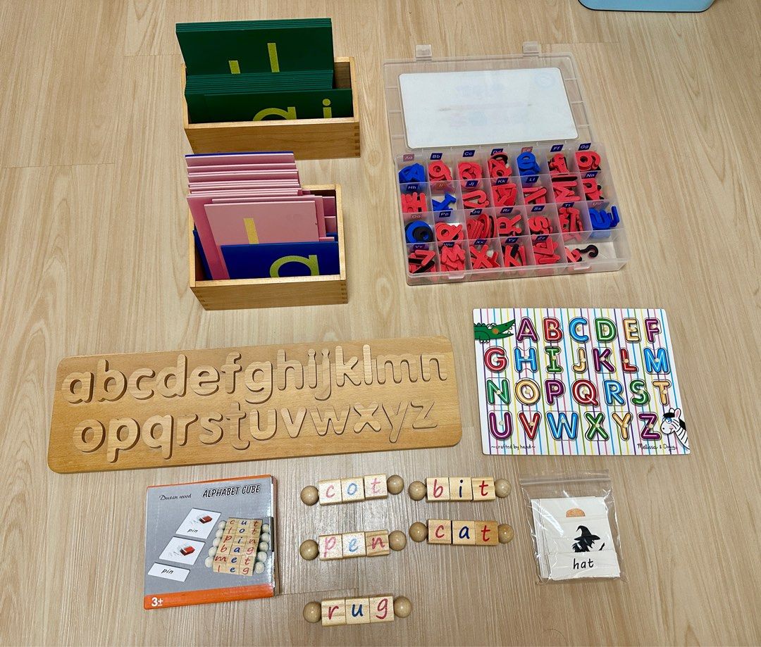 Montessori English Learning Set - Solid Wood Sand phonics letter sound ...