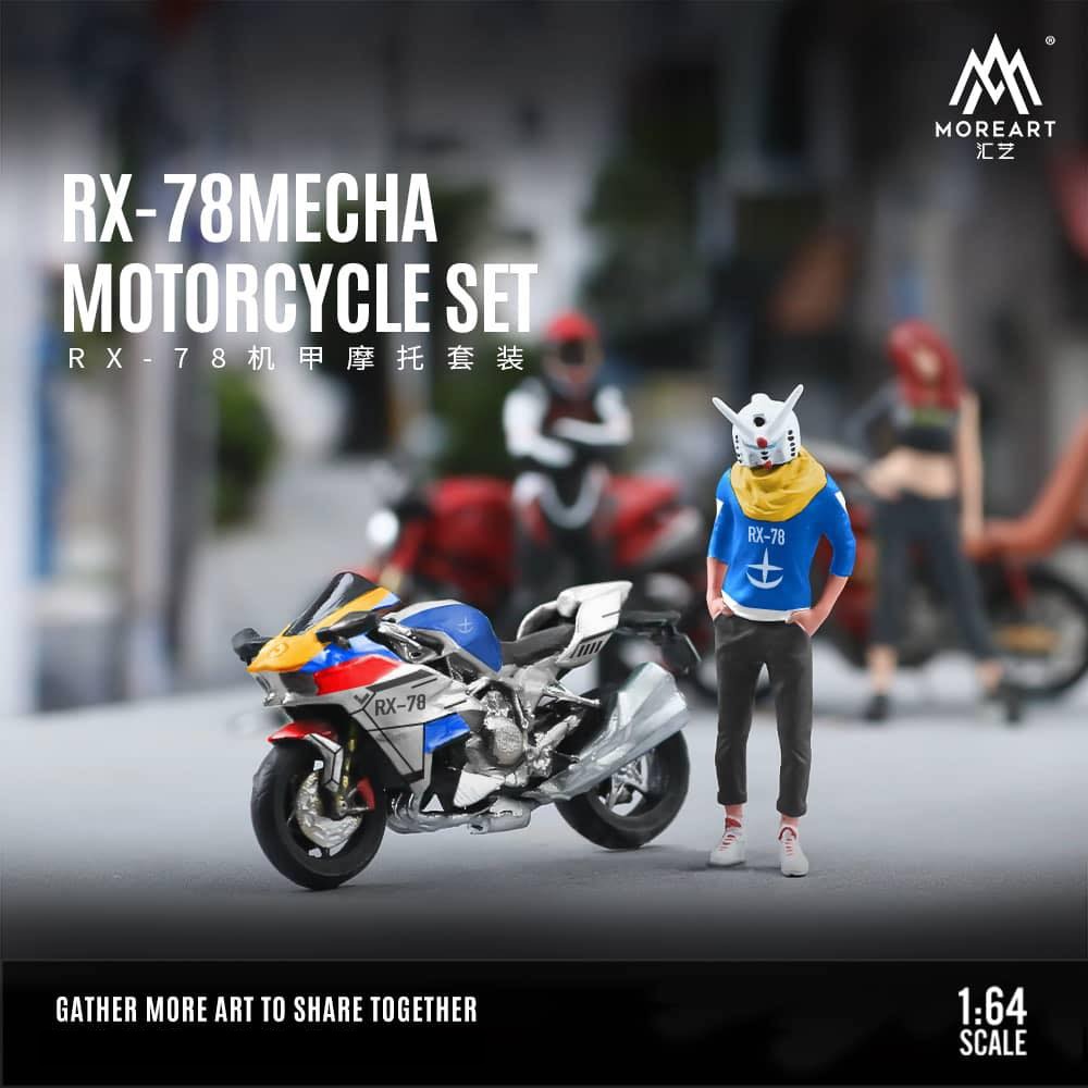 MoreArt 1/64 Scale Mecha Motorcycle RX-78 Set Of Motorcycle + Figure ...