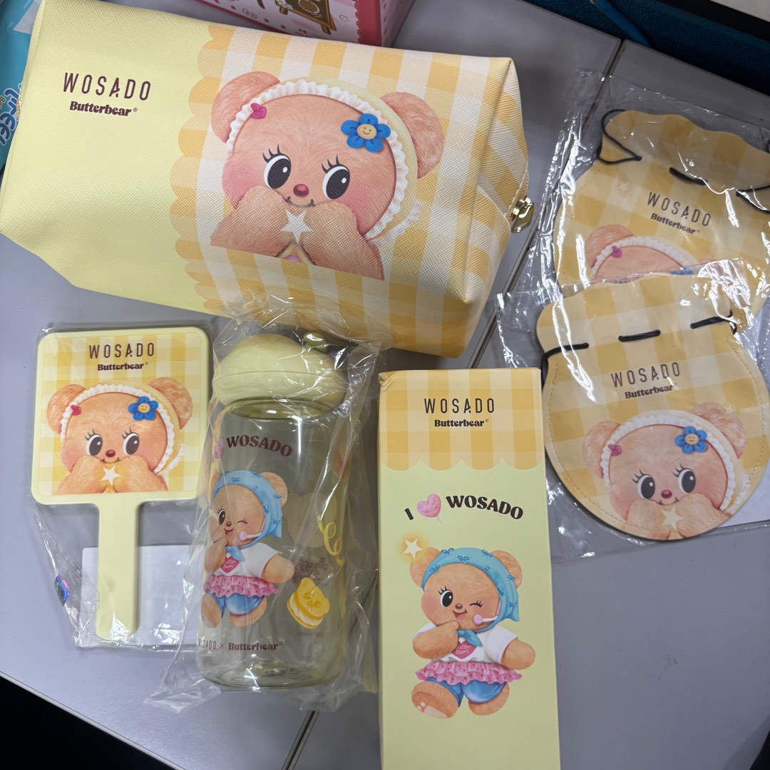 [NEW SET] WOSADO x BUTTERBEAR POUCH WATER BOTTLE TUMBLER MIRROR SMALL ...