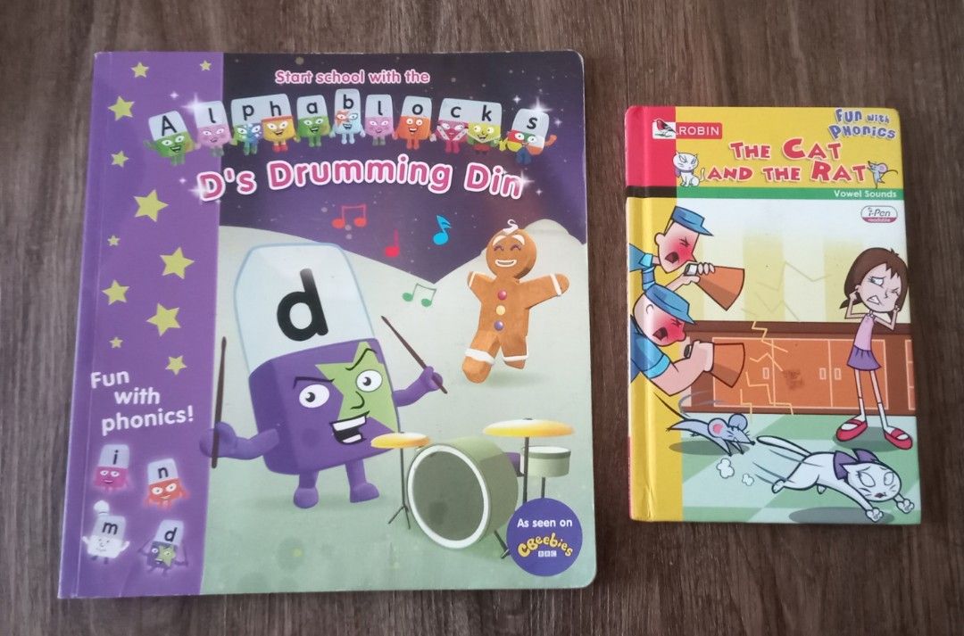 Paket 2 buku Phonics reading book Alphablocks & Robin, Buku & Alat ...