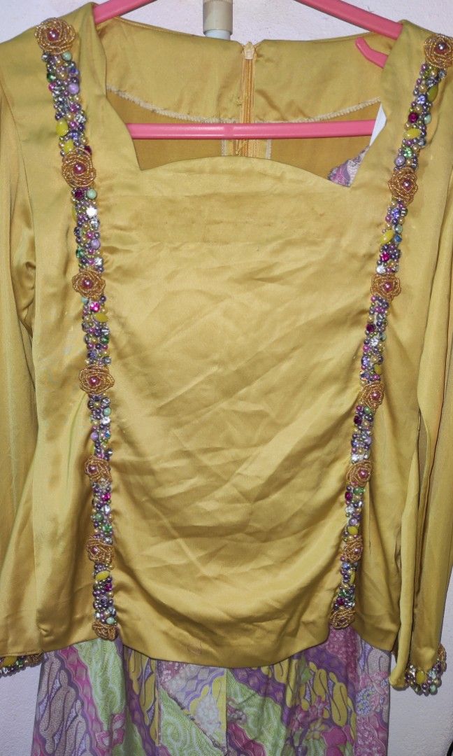 Peplum back baju raya/graduation with batik skirt and satin beaded top ...