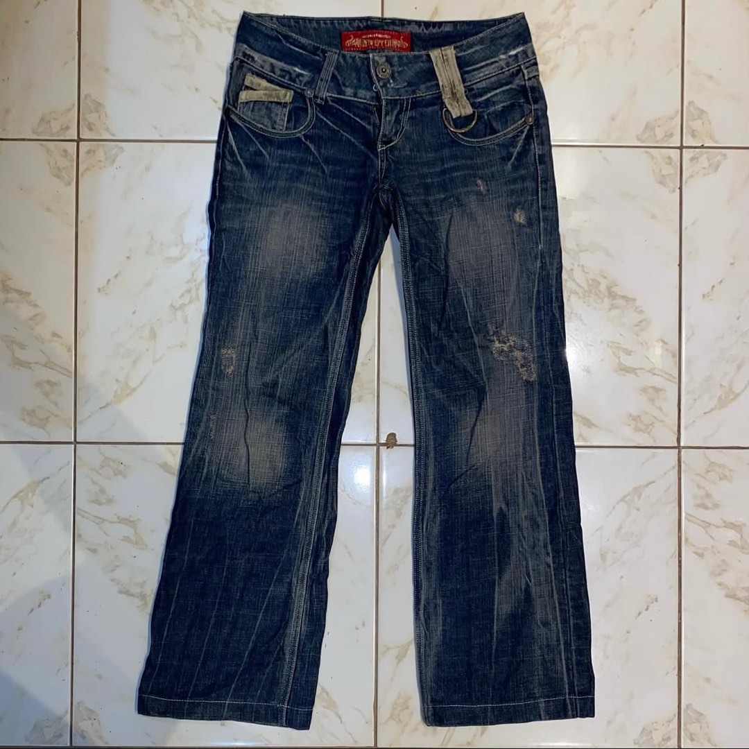 Red Pepper Y2k Flared Bondage Jeans Tripp NYC Alternative, Women's Fashion, Bottoms, Jeans on ...