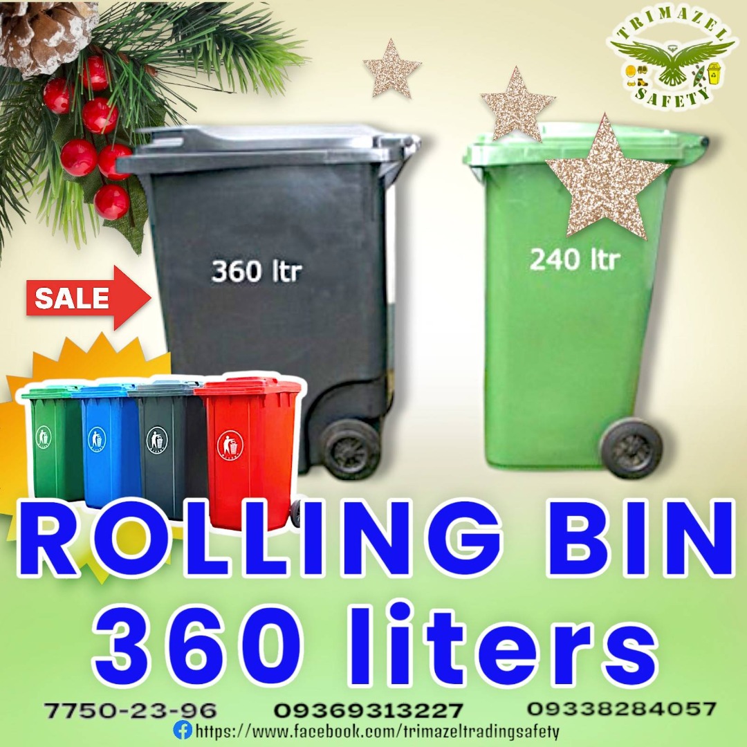 rolling trash bin 360 liters, Furniture & Home Living, Cleaning ...