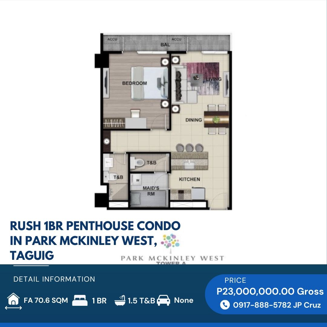 Rush 1BR Penthouse Condo in Park McKinley West, Taguig, Property, For Sale, Apartments & Condos ...