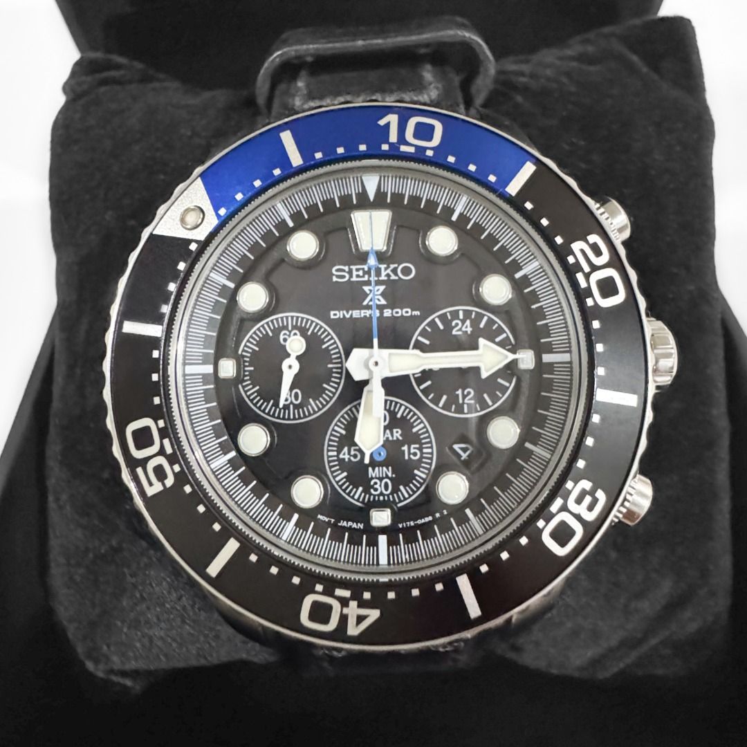 Seiko Prospex V175-0AD0 Chronograph Air Divers 200m Date Solar Mens ...