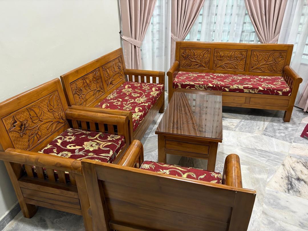 SET KERUSI KAYU JATI - 100% KAYU JATI, Furniture & Home Living ...