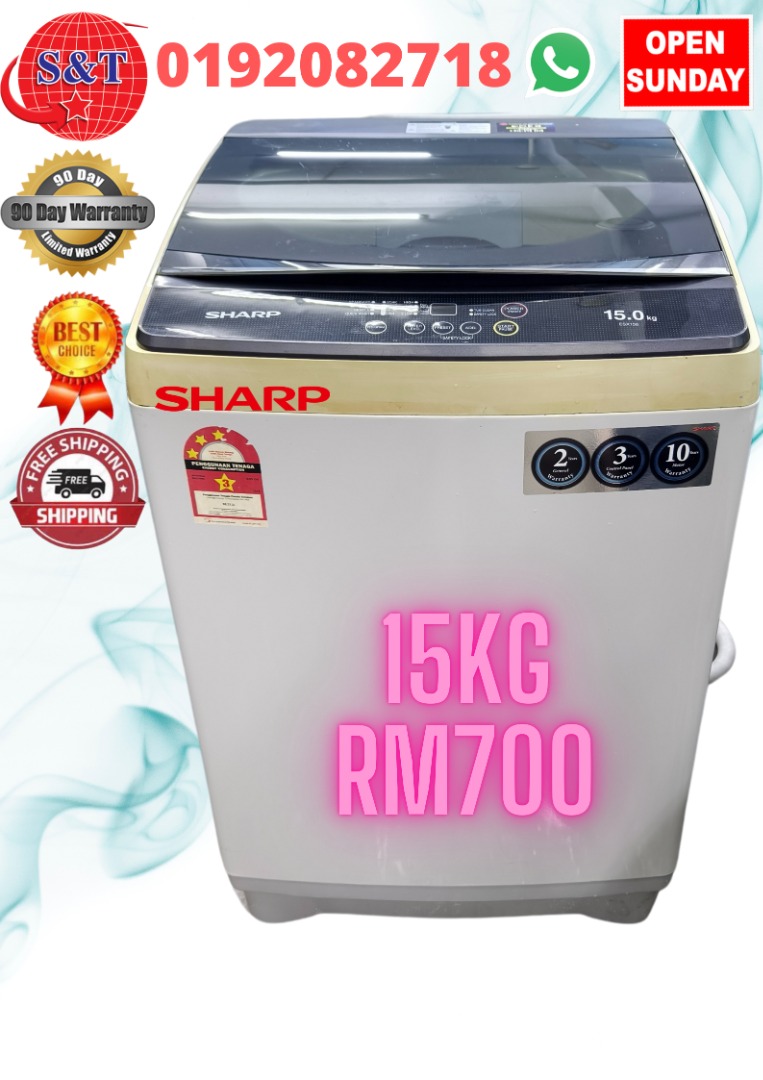 WASHING MACHINE SHARP 15KG, TV & Home Appliances, Washing Machines and Dryers on Carousell