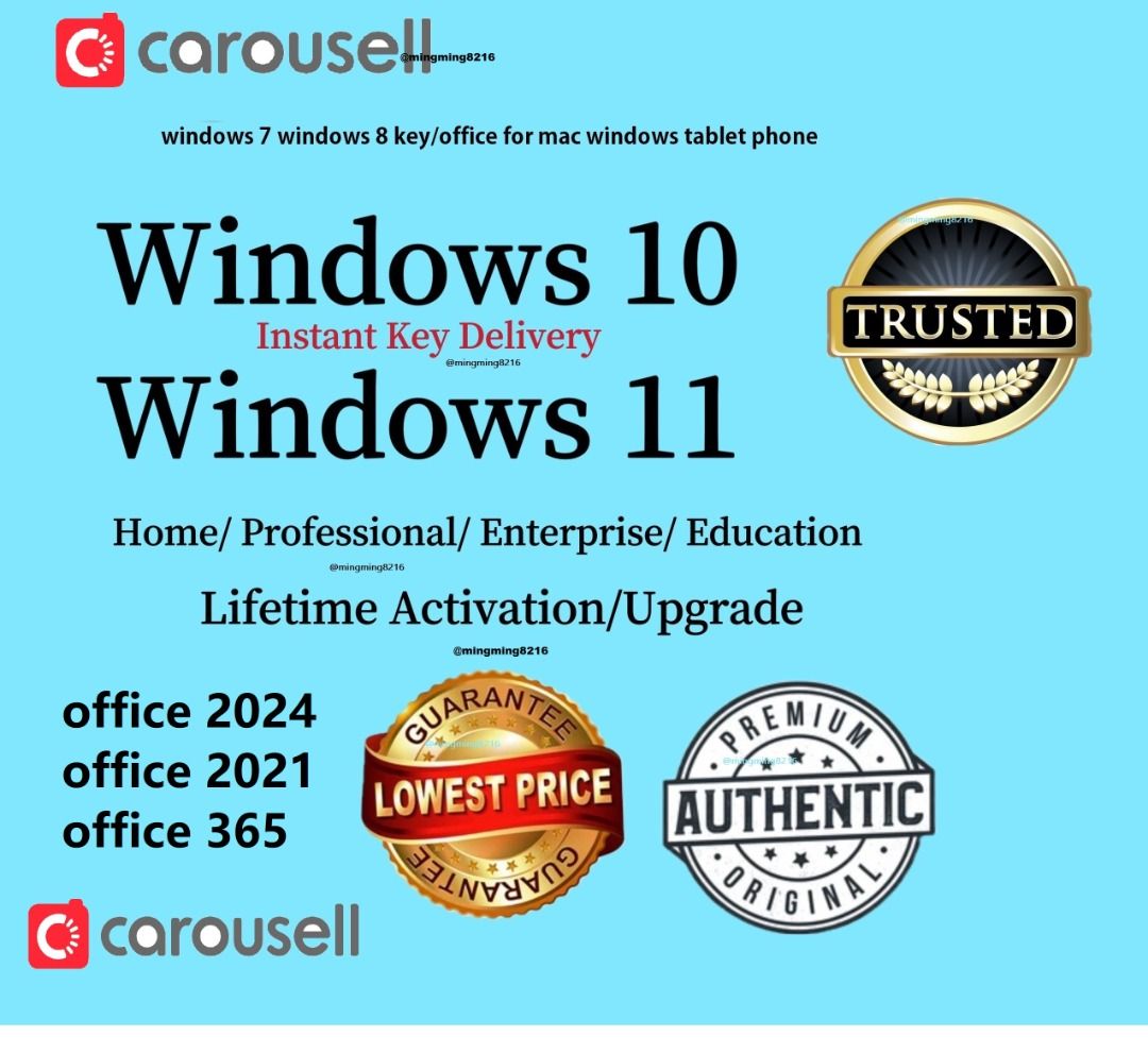 Windows 11 windows 10 Home Pro authentic Activation digital Key 32/64 ...