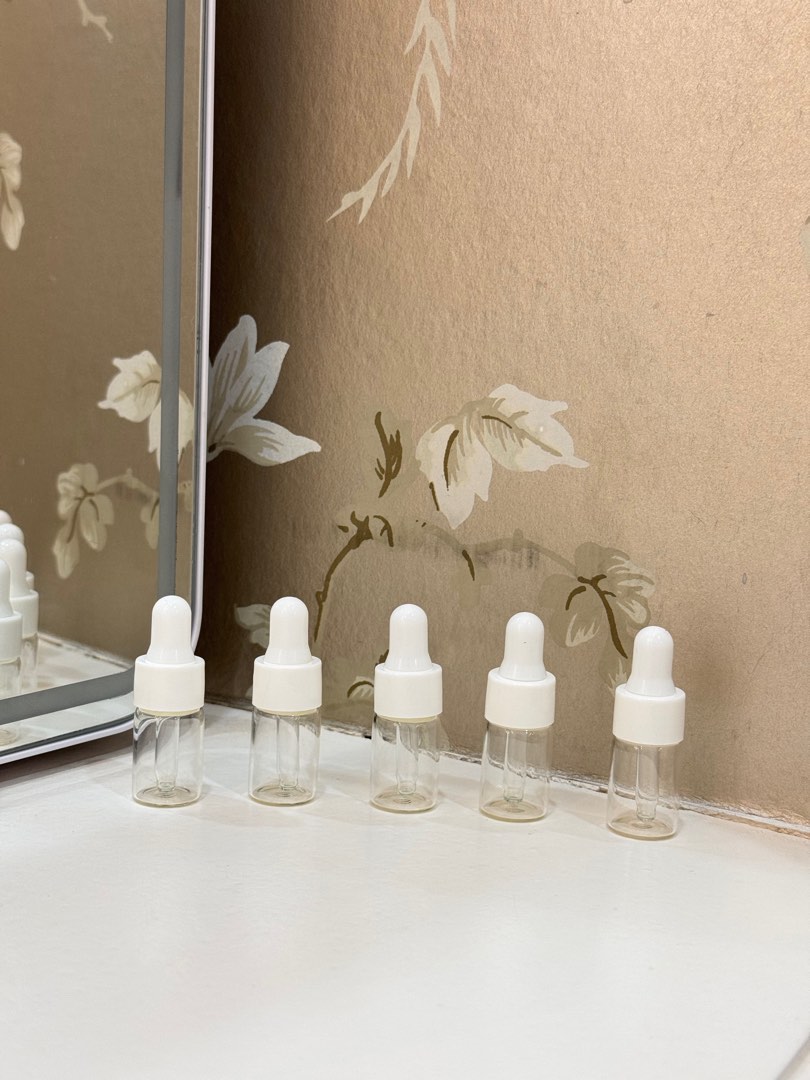 3ml Botol Penetes Kaca Bening Premium dengan Tutup Putih Cerah/Penetes ...