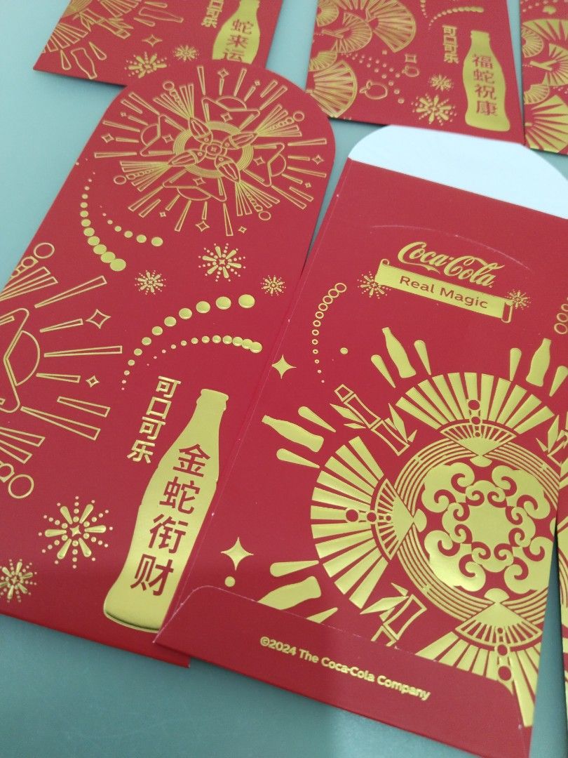 (6 pieces) 2025 Malaysia Coca Cola Coke Snake CNY Angpow Red Packets ...