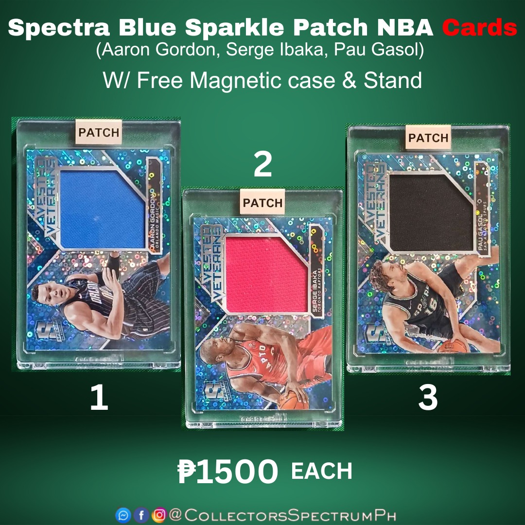 Aaron Gordon, Serge Ibaka, Pau Gasol Spectra Blue Sparkle Patch 2017 Numbered NBA Cards, Hobbies ...