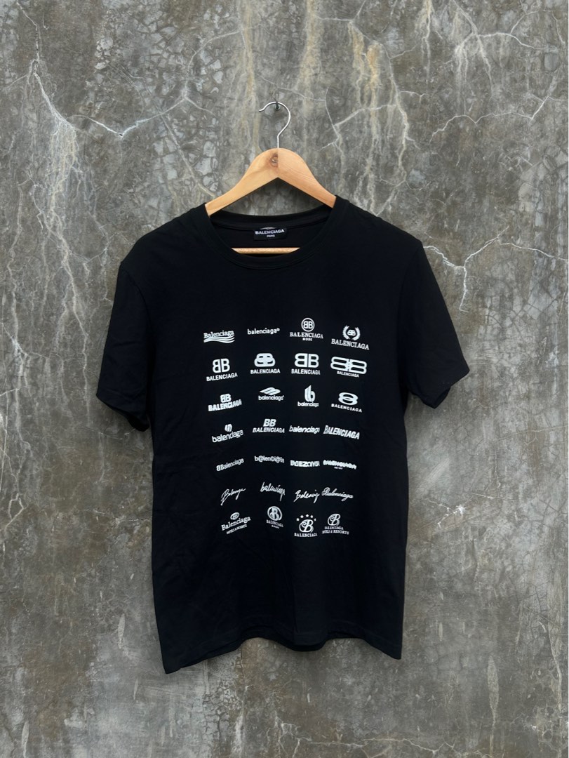 Balenciaga Multiple Logo Tee, Luxury, Apparel on Carousell