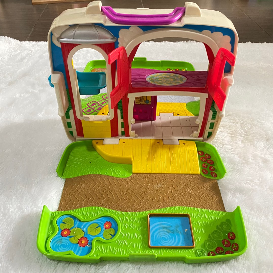 barney & friends rare 2in1 carry all playset case foldable farm house ...
