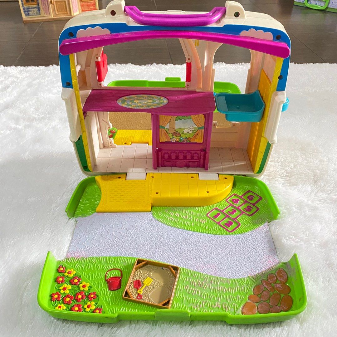 barney & friends rare 2in1 carry all playset case foldable farm house ...