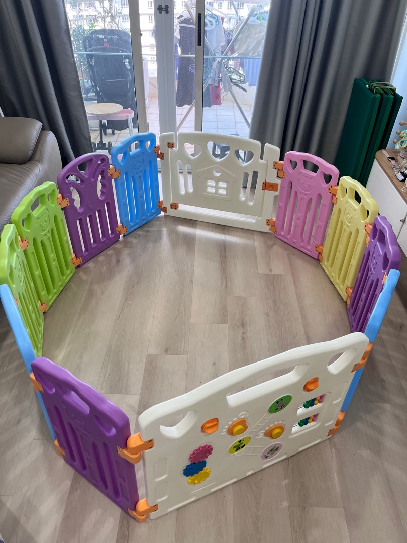 Coby Fence foldable playpen 10+2 panels, Babies & Kids, Baby Monitors ...