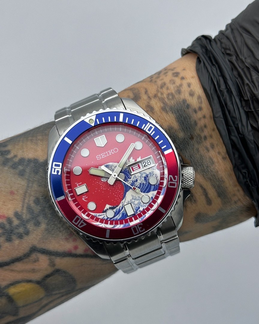 Custom Seiko Mod 42mm Godzilla SKX Flat Sapphire Automatic Watch, Men's ...