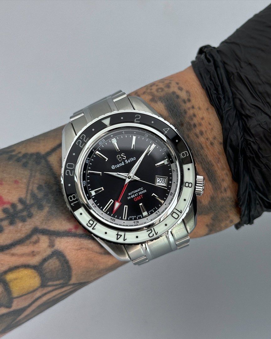 Custom Seiko Mod 44mm Premium GS Black/White SBGJ Automatic GMT Watch ...