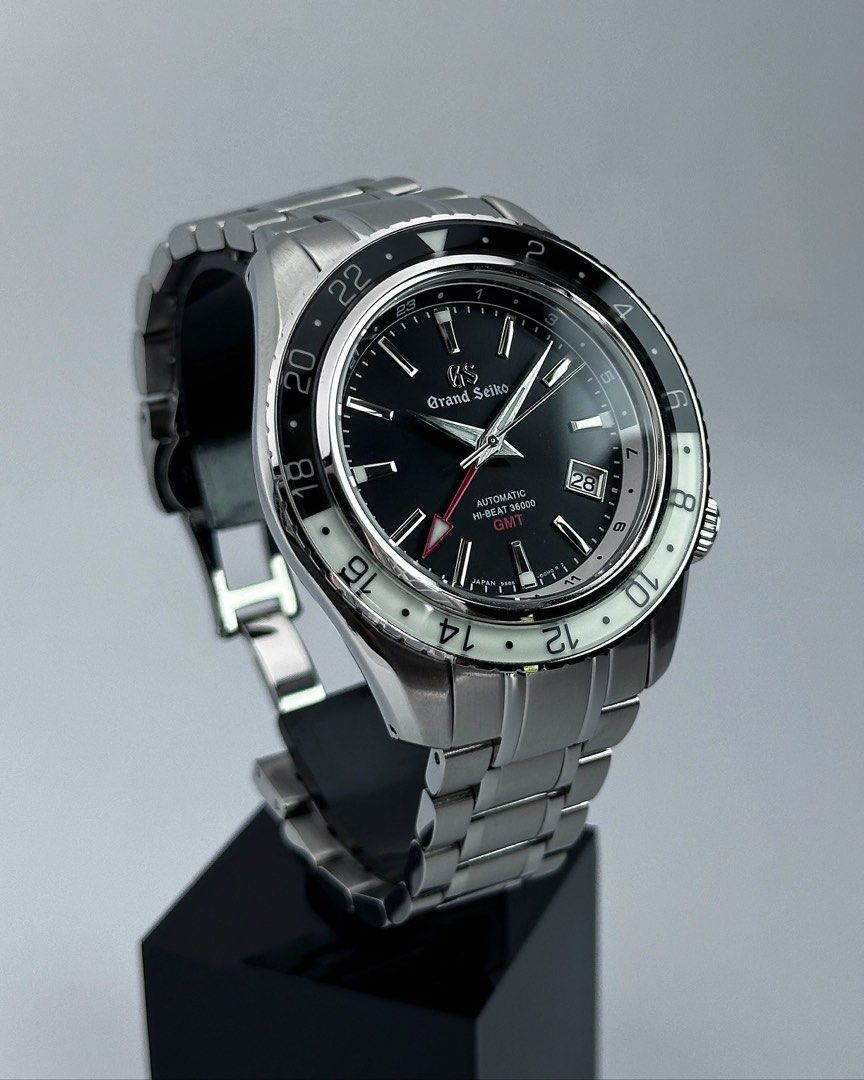 Custom Seiko Mod 44mm Premium GS Black/White SBGJ Automatic GMT Watch ...