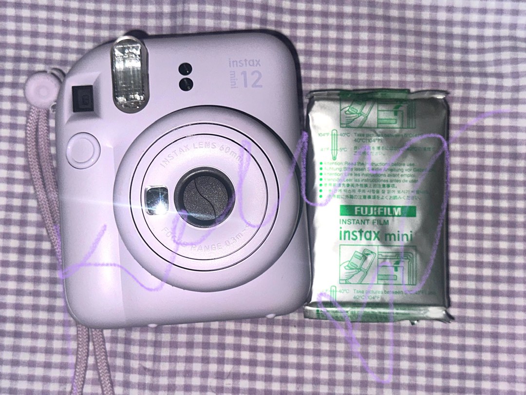 Instax mini 12 camera lilac purple, Photography, Cameras on Carousell