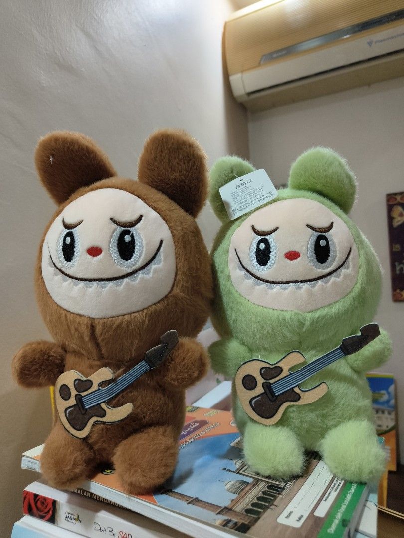 Labubu Brown & Green with Guitar, Hobbies & Toys, Toys & Games on Carousell