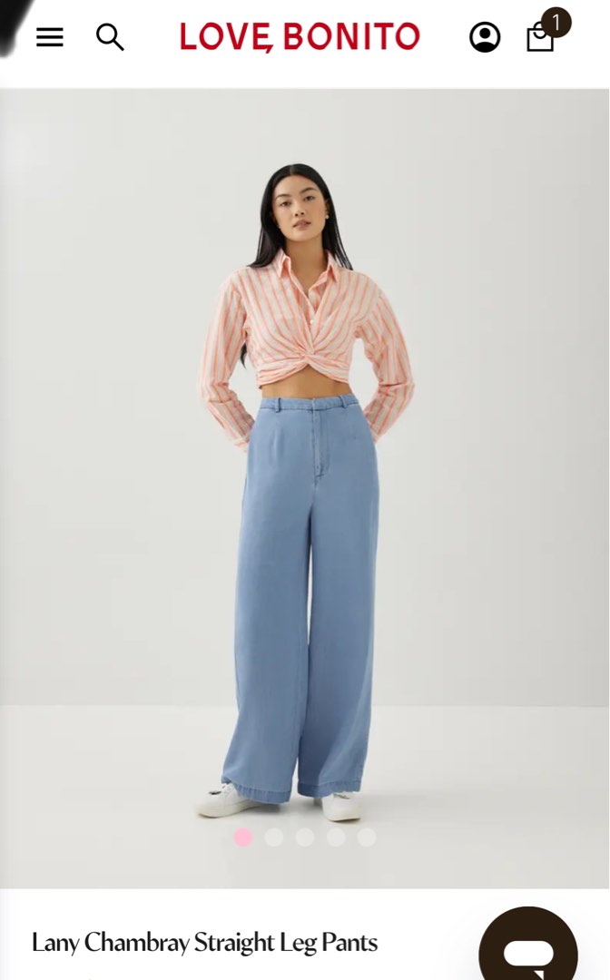 Love Bonito Lany Chambray Straight leg pants in Light Wash, Women's ...