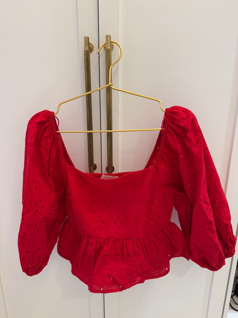 Mango Red Top, Women's Fashion, Tops, Blouses on Carousell