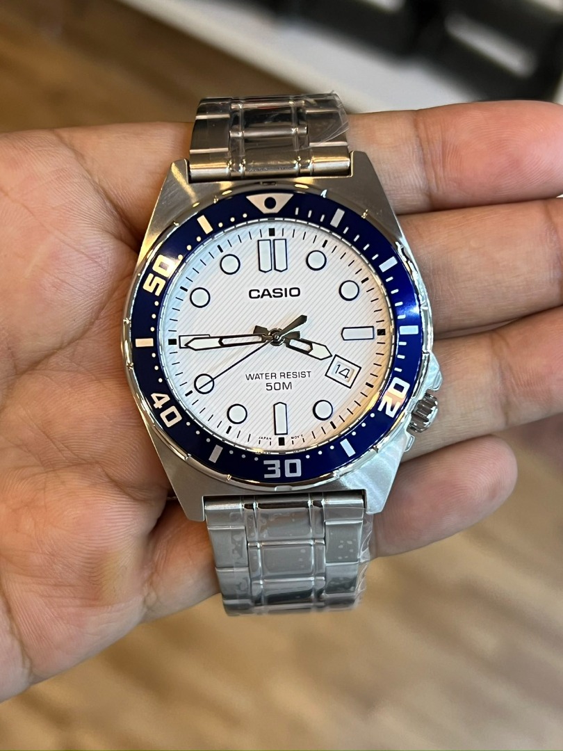 ORIGINAL CASIO Analog White Dial Stainless Steel Men's Watch MTD-135D ...
