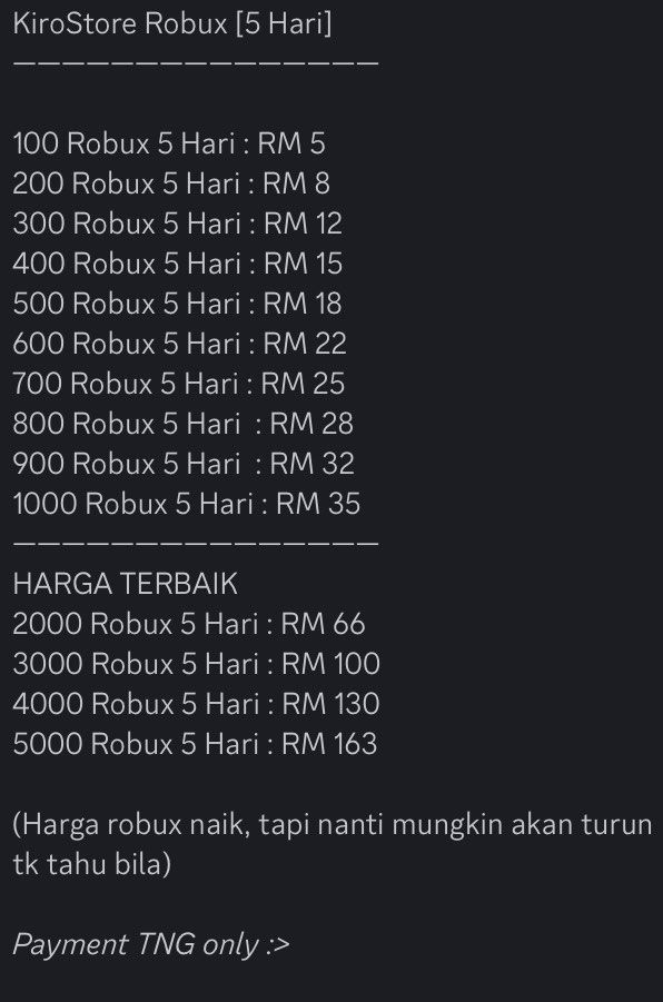 ROBUX MURAH [5 HARI BARU MASUK], Video Gaming, Gaming Accessories, Game ...