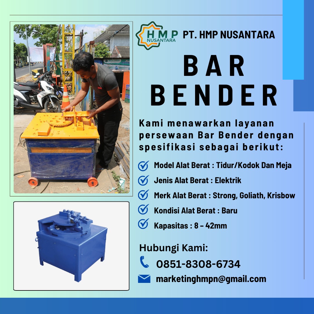 Sewa Bar Bender Besi Ukuran 8-32mm Termurah Agam Provinsi Sumatera ...