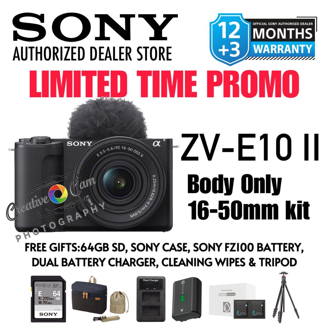 Sony ZV-E10 II Camera Body | ZV-E10M2 16-50mm lens kit | ZVE10 ...