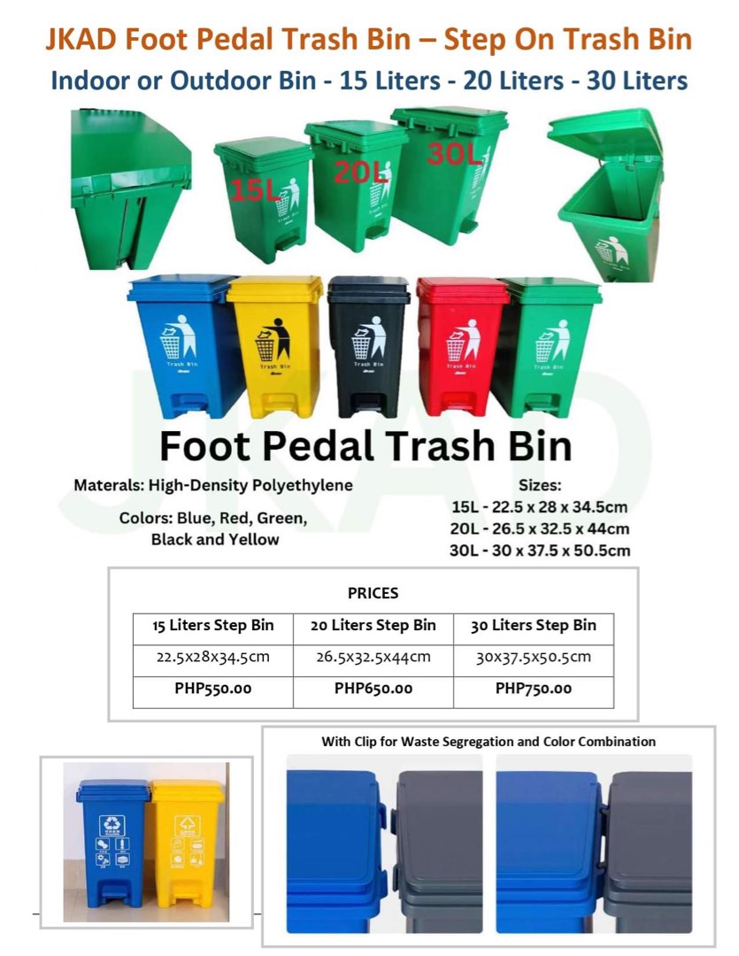 Step Trash Bin - Foot Pedal Bin, Furniture & Home Living, Cleaning ...