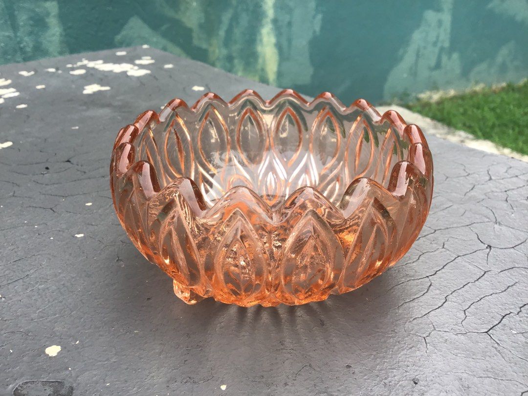 Stunning Art Deco Selenium Pink Depression Glass German Lausitzer Orion ...