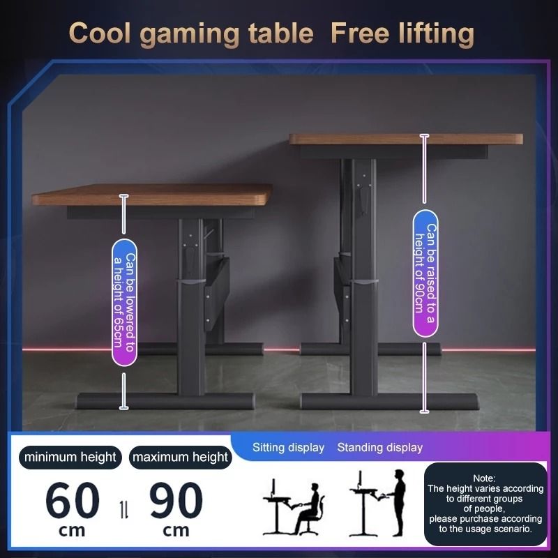 Table Ergonomic Table Height Adjustable PC Gaming Table Office Table ...