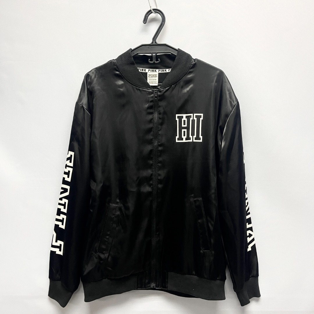 Victoria's Secret PINK Black Varsity Bomber Jacket, Women's Fashion, Coats, Jackets and ...
