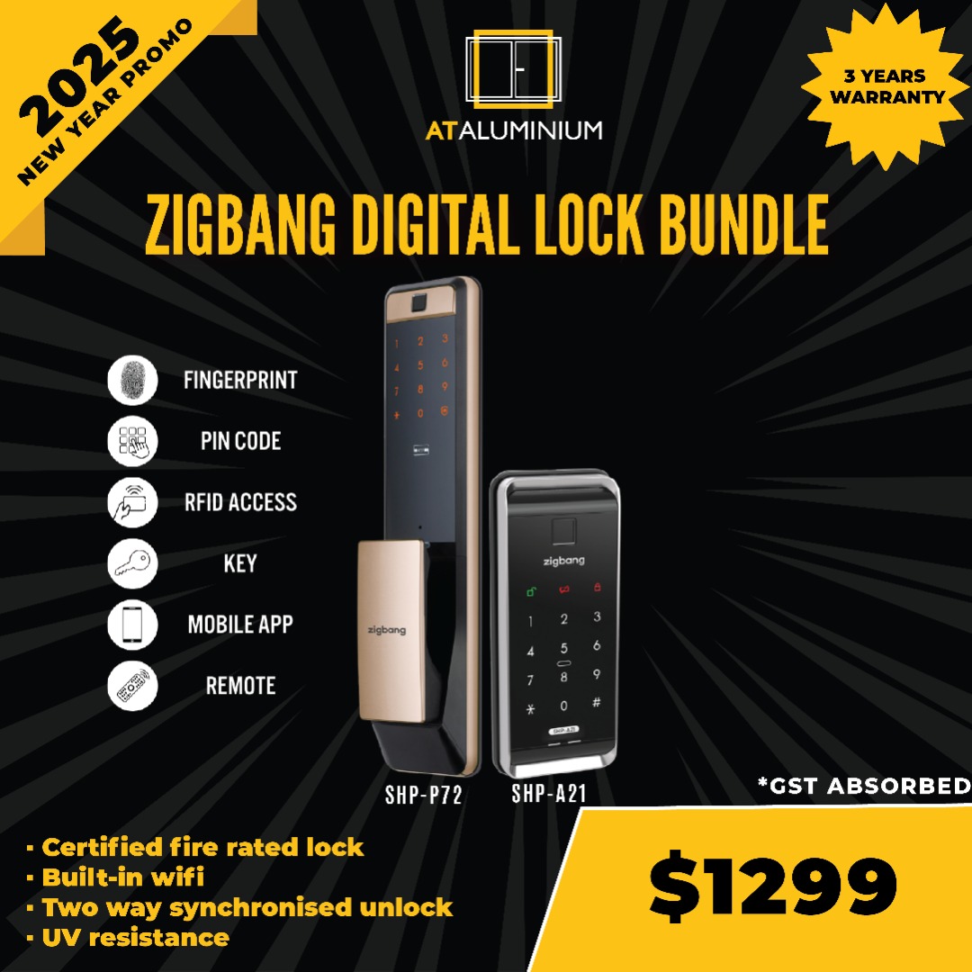 Zigbang Door SHP-P72 + Gate SHP-A21 Digital Lock Bundle Promotion, Furniture & Home Living ...