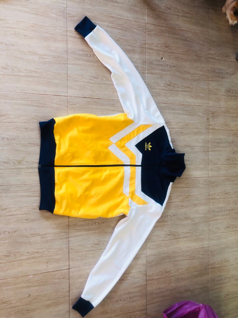 Adidas Sample Track Jacket Men's Medium Navy Yellow White Vintage ...