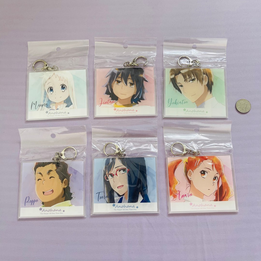 Anohana Acrylic Keychains Set - Menma, Jintan, Yukiatsu, Tsuruko, Anaru ...