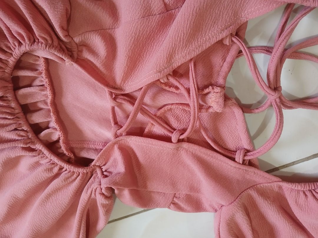 BSCO Kaete Old Rose Backless Pink Puff Dress in size Small, Women's ...