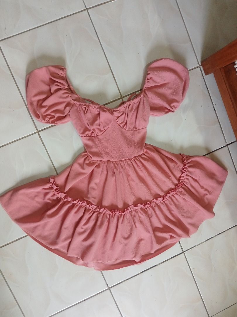 BSCO Kaete Old Rose Backless Pink Puff Dress in size Small, Women's ...