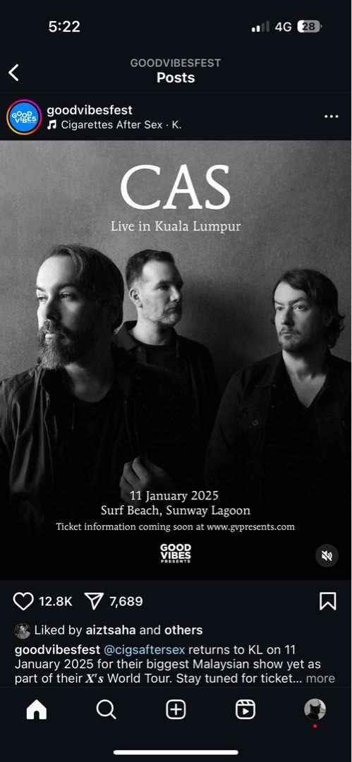 CAS concert ticket GA3 x2, Tickets & Vouchers, Event Tickets on Carousell