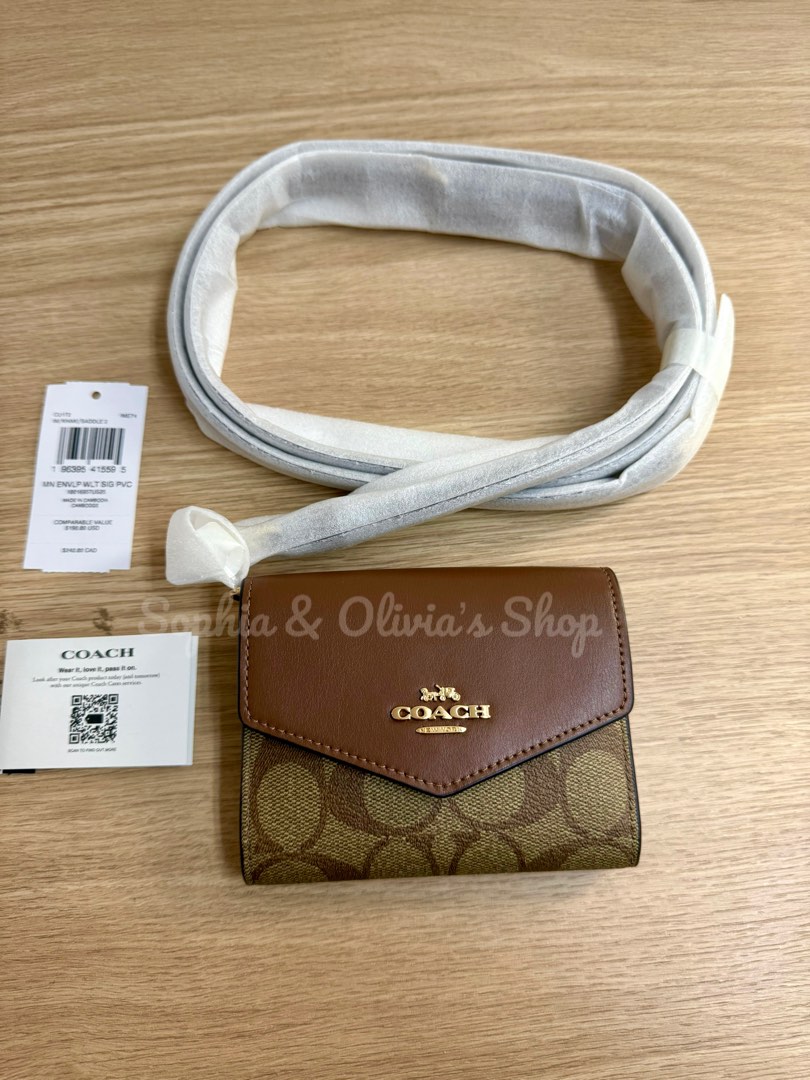 Coach Mini Envelope Wallet Khaki Signature, Luxury, Bags & Wallets on ...