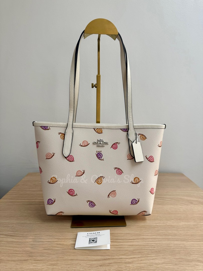 Coach Small City Tote with Snail Print, Luxury, Bags & Wallets on Carousell