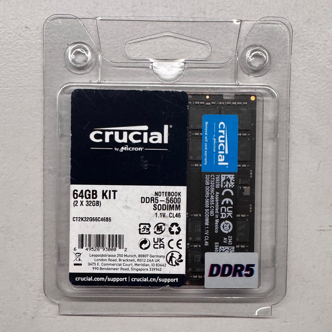 Crucial 64GB (2x32GB) DDR5 5600MHz 262-Pin SO-DIMM RAM Laptop Memory ...