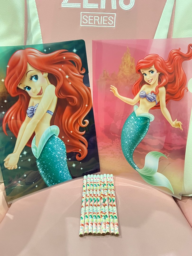Disney Princess Ariel Mermaid Stationery File + Pencils Set, Hobbies ...
