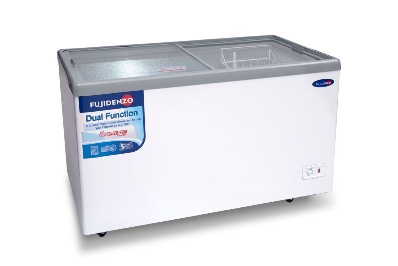 Fujidenzo 15 cu ft Dual Function Sliding Glass Top Chest Freezer/Chiller with Key Lock For Sale ...