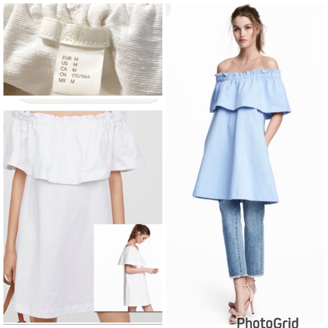 H&M Nami Amuro White Shoulder Dress, Women's Fashion, Dresses & Sets ...