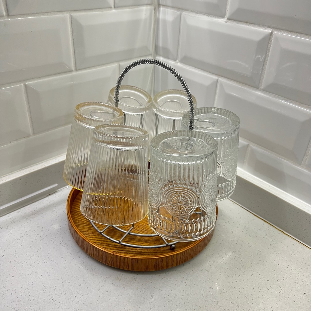 INS Cup Holder Glass Cup Water Set, Furniture & Home Living ...