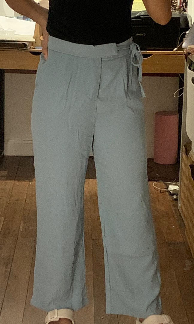 Light Blue Slacks, Women's Fashion, Bottoms, Other Bottoms on Carousell