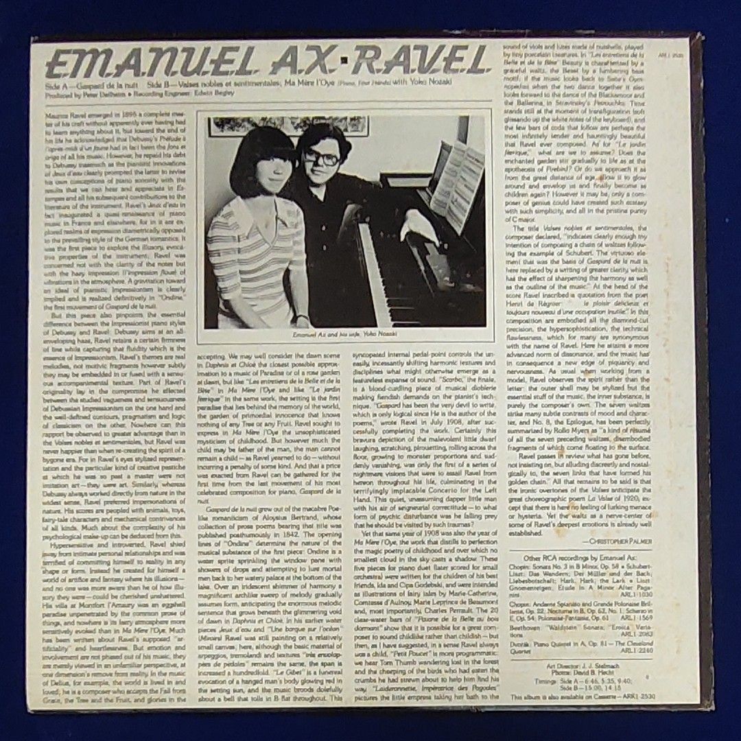 LP Vinyl 1978 Ravel - Emanuel AX. Yoko Nozaki, Hobbies & Toys, Music ...